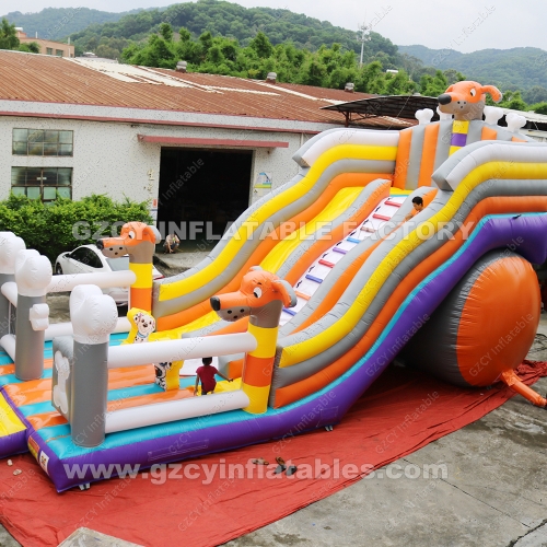 dog bouncy castle inflatable double dry slide